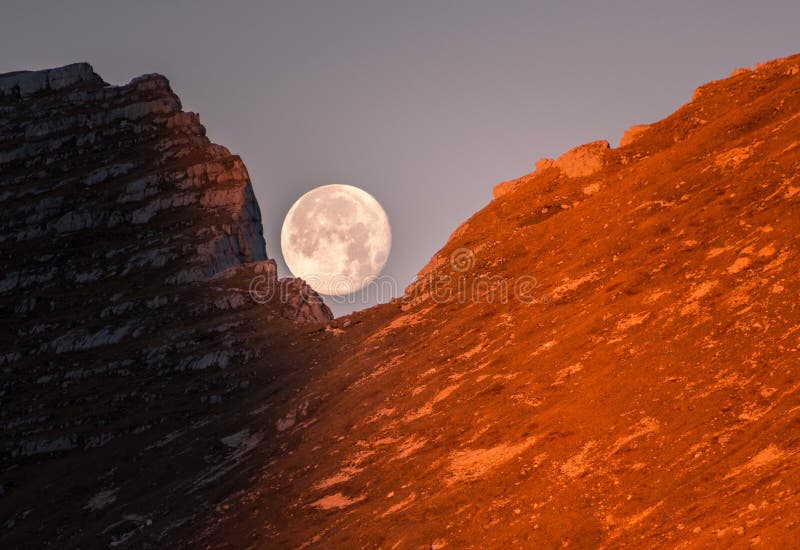 Full moon in the hills stock image. Image of full, landscape - 247550907