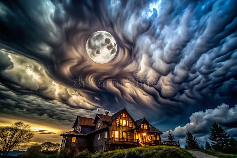 Full Moon Illuminates Architectural Structures Amidst Dramatic ...