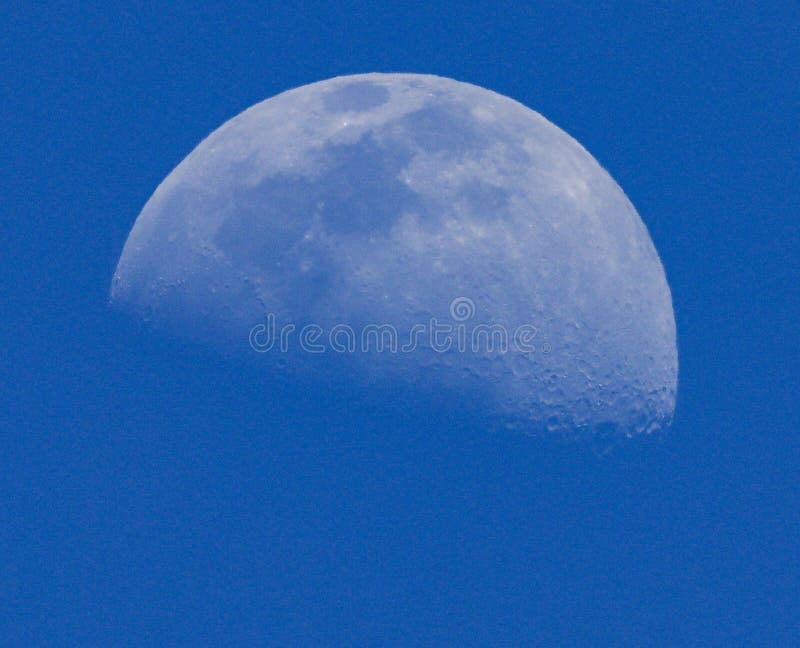 Almost Full Moon Illuminates the Blue Evening Sky Stock Photo - Image ...