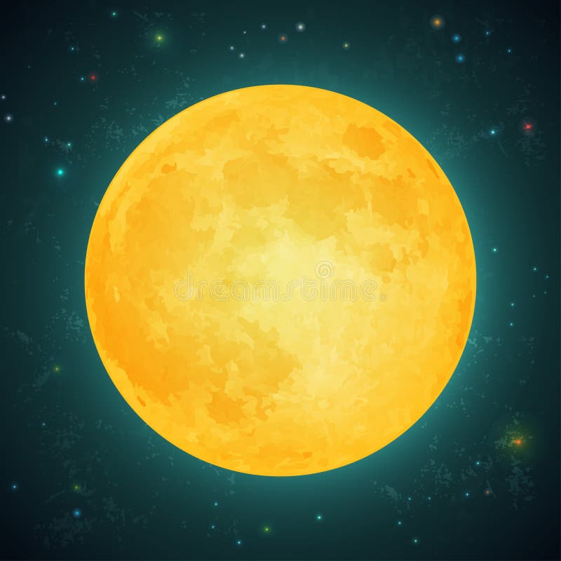 Full Moon and Stars at Dark Night Sky Illustration Stock Illustration ...