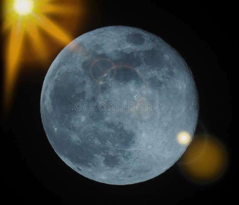 Full Moon Image with Lensflare Stock Image - Image of crescent, planet ...