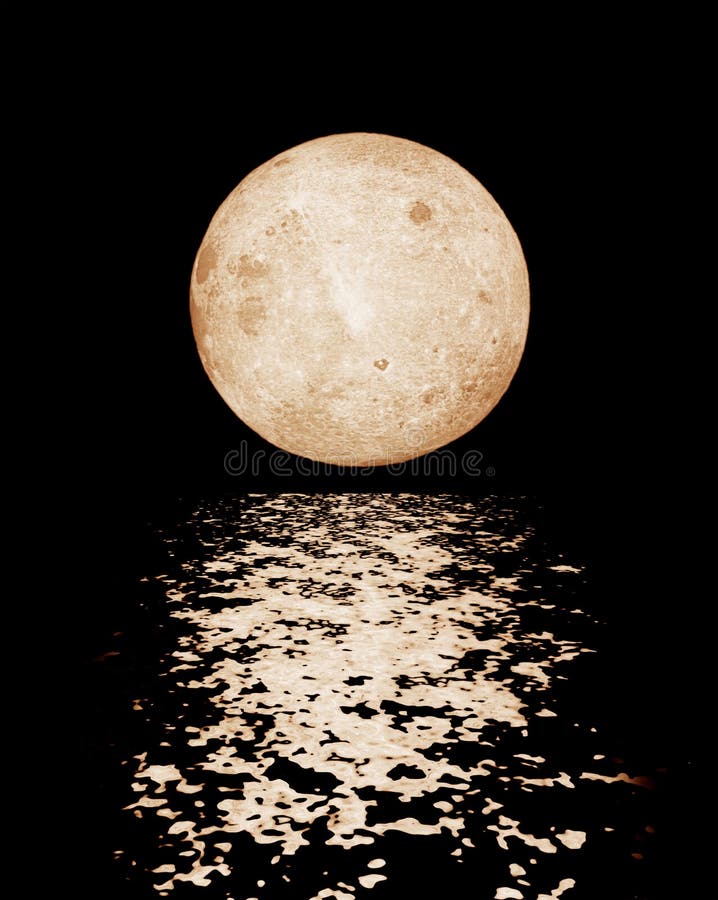 Full Moon with Its Reflection Stock Photo - Image of light, bright ...