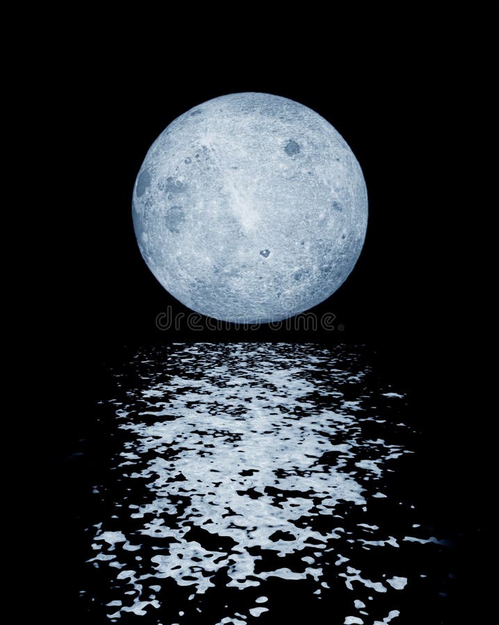 Full Moon With Its Reflection Stock Image - Image of astronomy, ocean ...