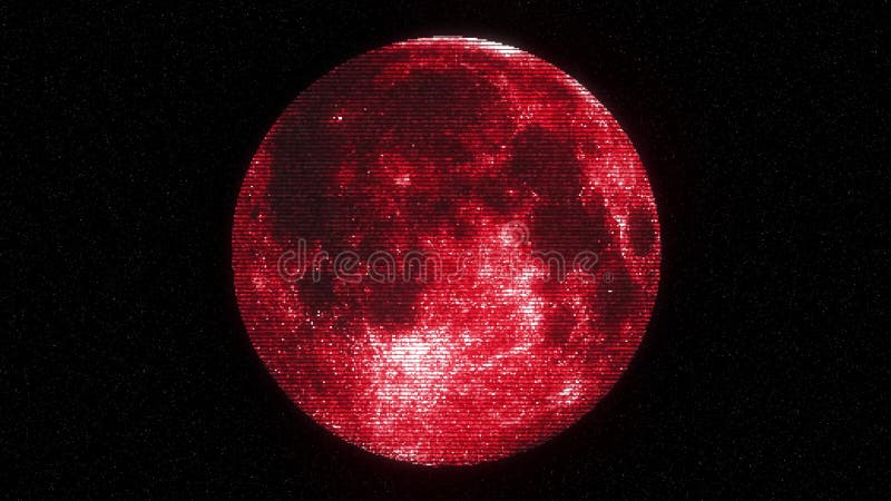 Full Moon on Jumpy Red Glitch Old Lcd Led Tv Computer Screen Display ...