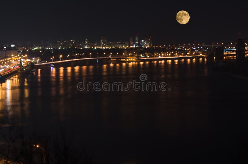 Full moon and Kiev stock photo. Image of landscape, architecture - 80249648