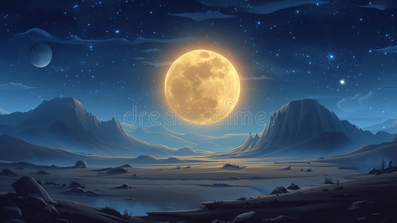 Full moon landscape stock illustration. Illustration of landscape ...