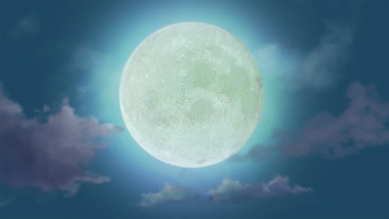 Full Moon Light in Dark Night with Clouds Illustration. Beautiful ...