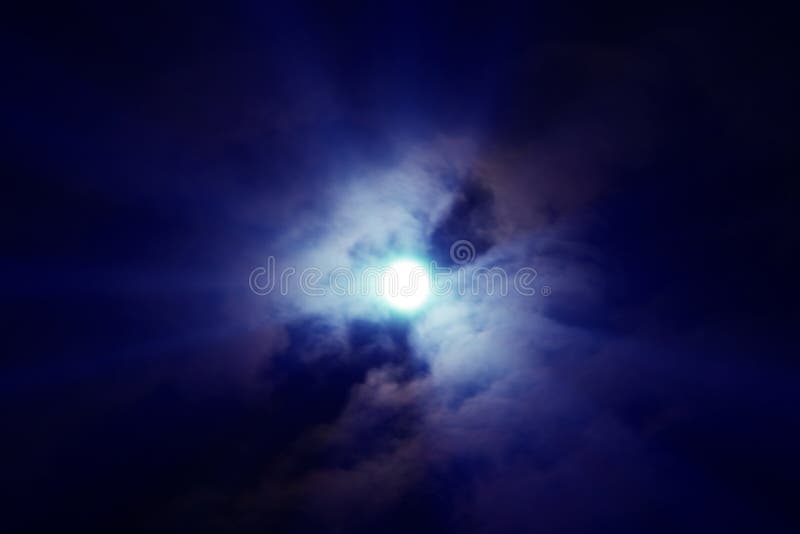 Full moon light ray clouds stock photo. Image of night - 247390126