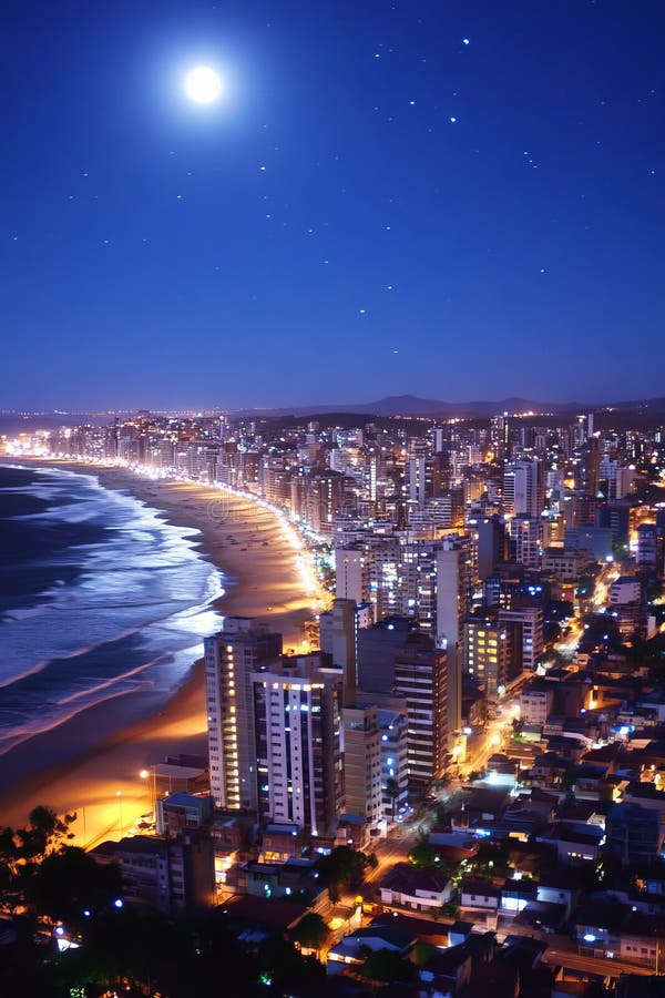 A Full Moon Lights Up the Night, Its Gentle Light Falling upon the City ...