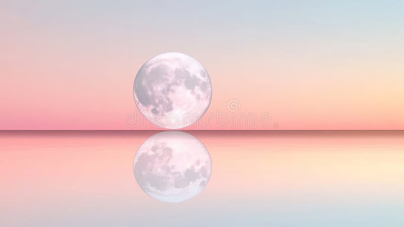 Full Moon Majesty, Mesmerizing Reflection on Tranquil Water a Captivating Night Scene Stock ...
