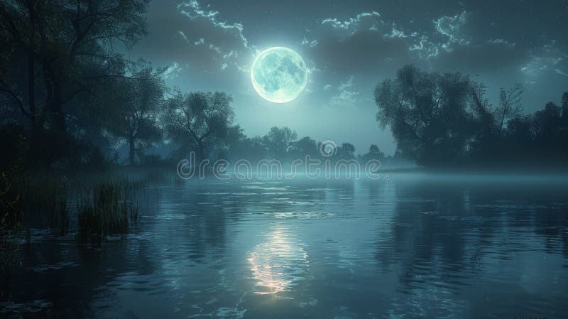 Full Moon Reflecting in Water Stock Image - Image of moonbeam, body ...