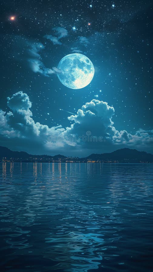 Full Moon Reflection in Water Stock Image - Image of gazing, surface ...