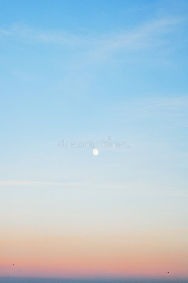 The Full Moon in the Morning Sky Stock Image - Image of dawn, blue ...