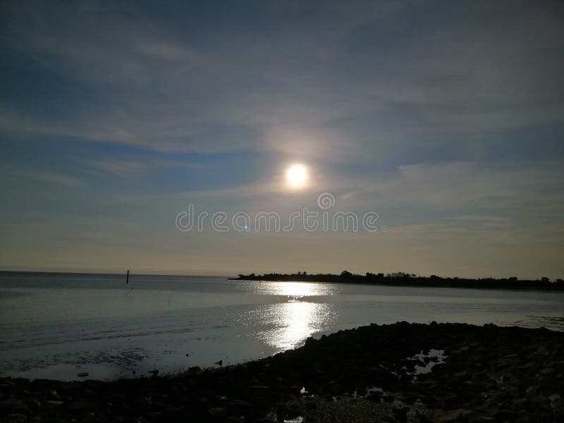 Full Moon Natural Beauty Beach Stock Image - Image of purple, rose ...