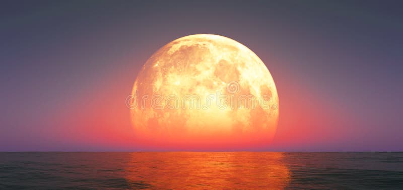 Full Moon at Night Abstract Stock Illustration - Illustration of ocean ...