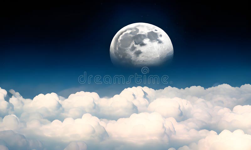 Full Moon at Night a Cloud Passed Over. Full Moon Nighttime. Generative ...