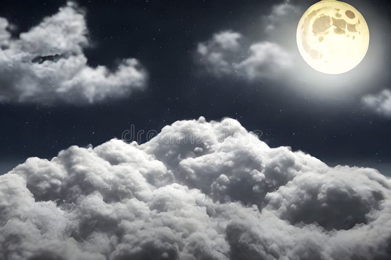 Full Moon at Night a Cloud Passed Over. Full Moon Nighttime. Generative ...
