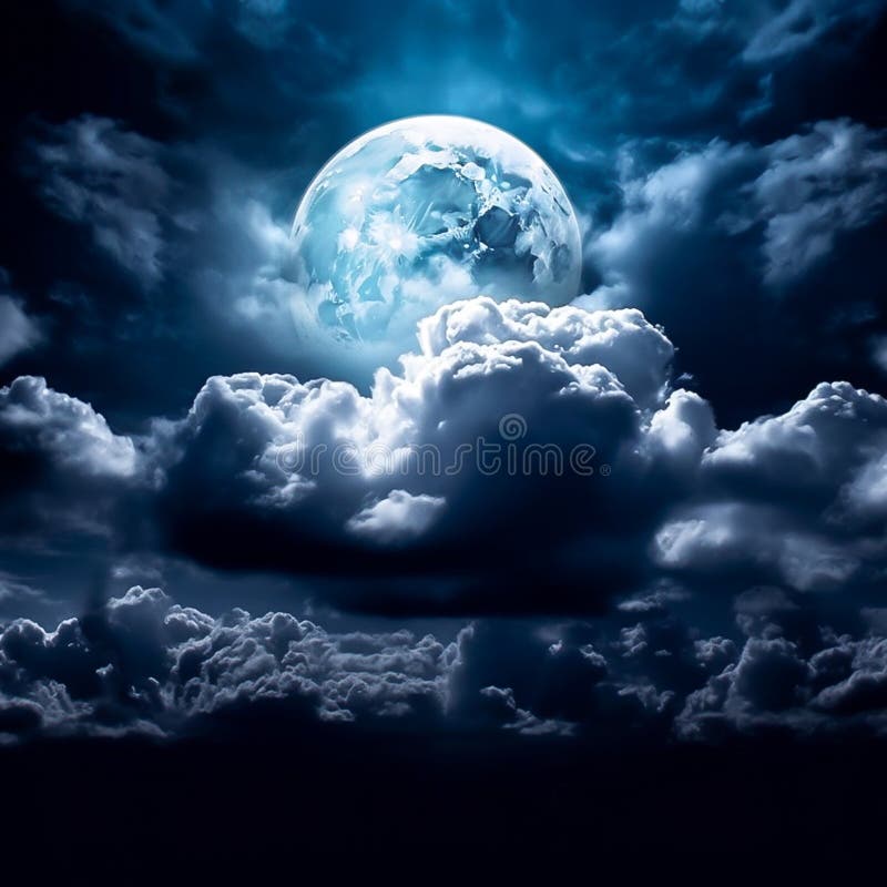 Full Moon at Night a Cloud Passed Over. Full Moon Nighttime. Generative ...