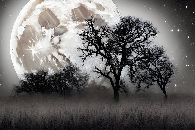 Full Moon at Night a Cloud Passed Over. Full Moon Nighttime. Generative ...