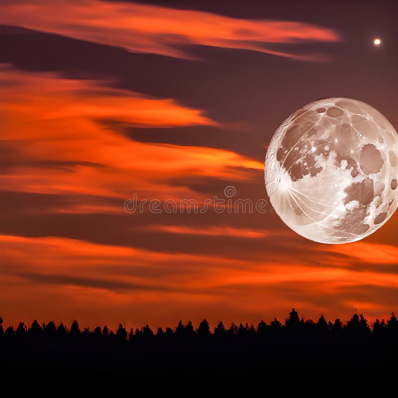 Full Moon at Night a Cloud Passed Over. Full Moon Nighttime. Generative ...