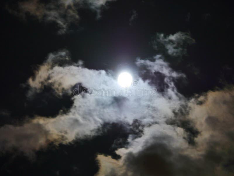 Full Moon at Night Clouds Sky Stock Photo - Image of nature, satellite ...