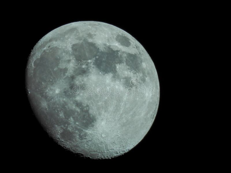 Almost Full Moon in the Night Sky Stock Photo - Image of maria, nasa ...