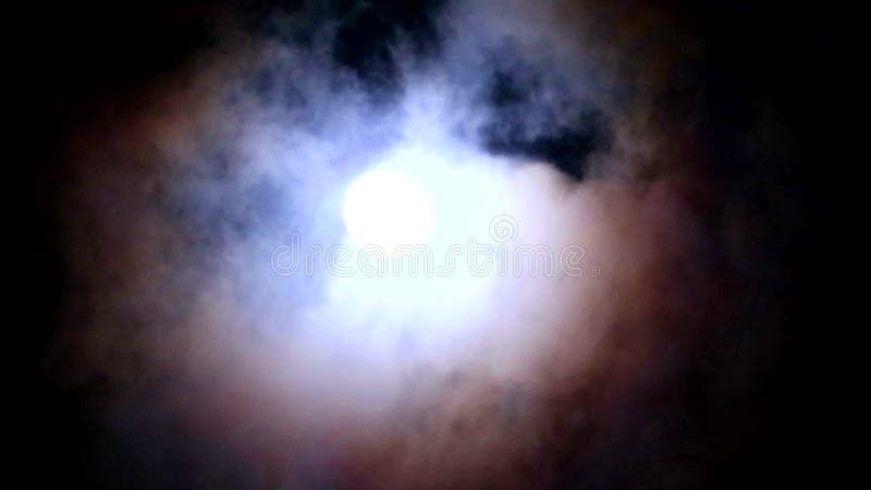 The Full Moon in Night Sky Back on Soft and Dark Cloud Moving Pass ...