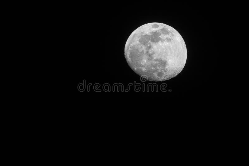 Almost Full Moon on Night Sky Stock Image - Image of phase, lunar ...