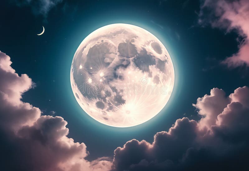 Full Moon Night Sky. a Large Full Moon in a Cloudy Sky Stock ...