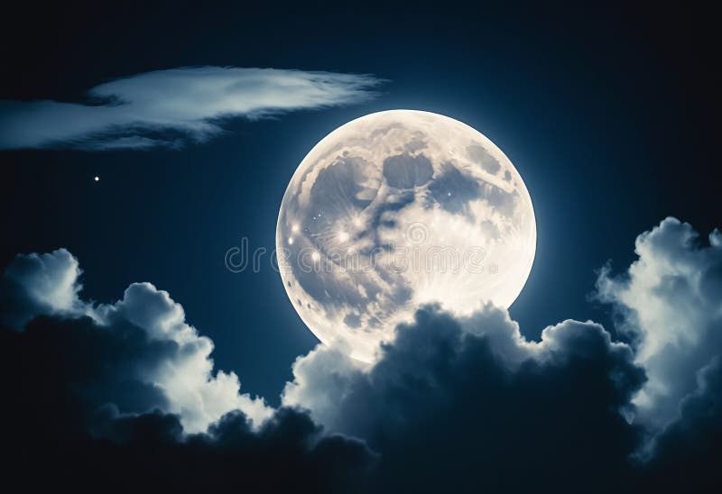Full Moon Night Sky. a Large Full Moon in a Cloudy Sky Stock ...