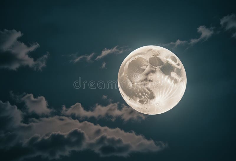 Full Moon Night Sky. a Large Full Moon in a Cloudy Sky Stock ...