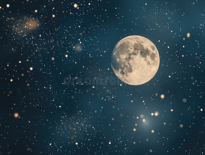 Full Moon in Night Sky with Stars Stock Image - Image of full, moon ...