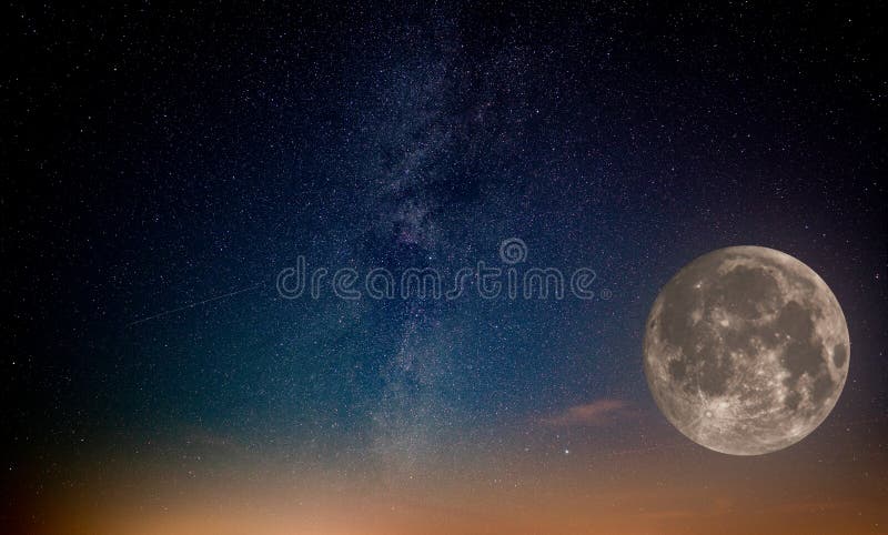 Full Moon in the Night Starry Sky Stock Photo - Image of universe, star ...