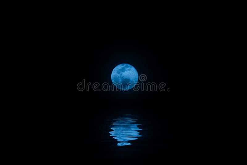Full Moon Night with Water Reflection Stock Image - Image of surface ...