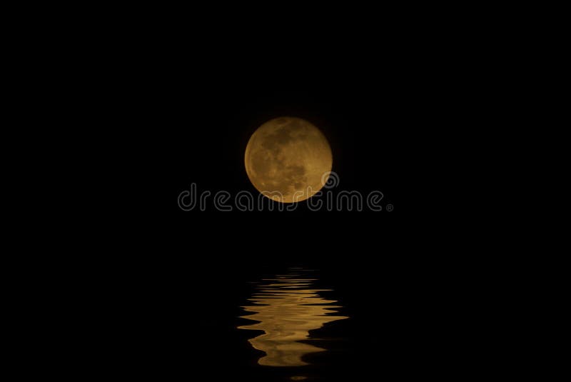 Full Moon Night with Water Reflection Stock Image - Image of moon ...