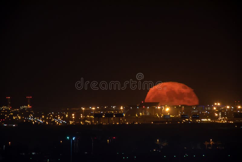 Full Moon Nightfall in the City Stock Image - Image of city, travel ...