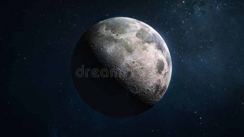 Full Moon in the Outer Space Stock Illustration - Illustration of star ...