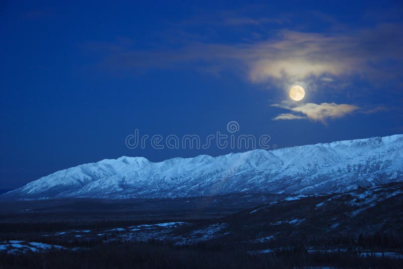 Full Moon Over Alaska Range Stock Image - Image of winter, light: 396733