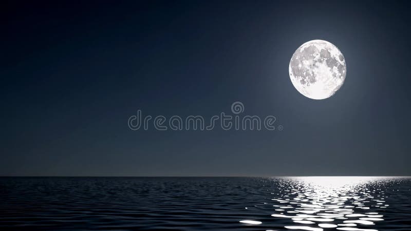 Full Moon Over Calm Sea with Moonlight Reflection Stock Footage - Video ...