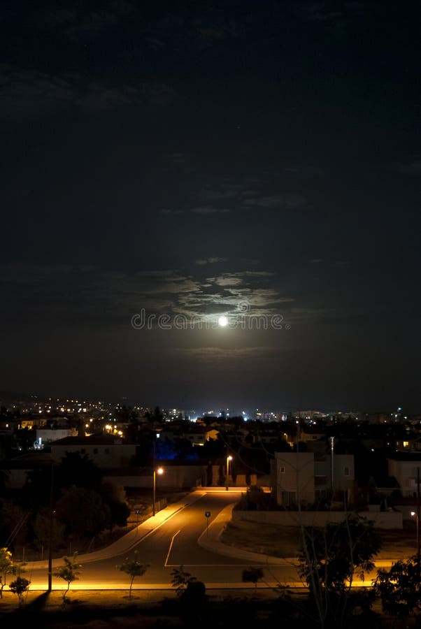 Full moon over the city stock photo. Image of impressive - 28292048