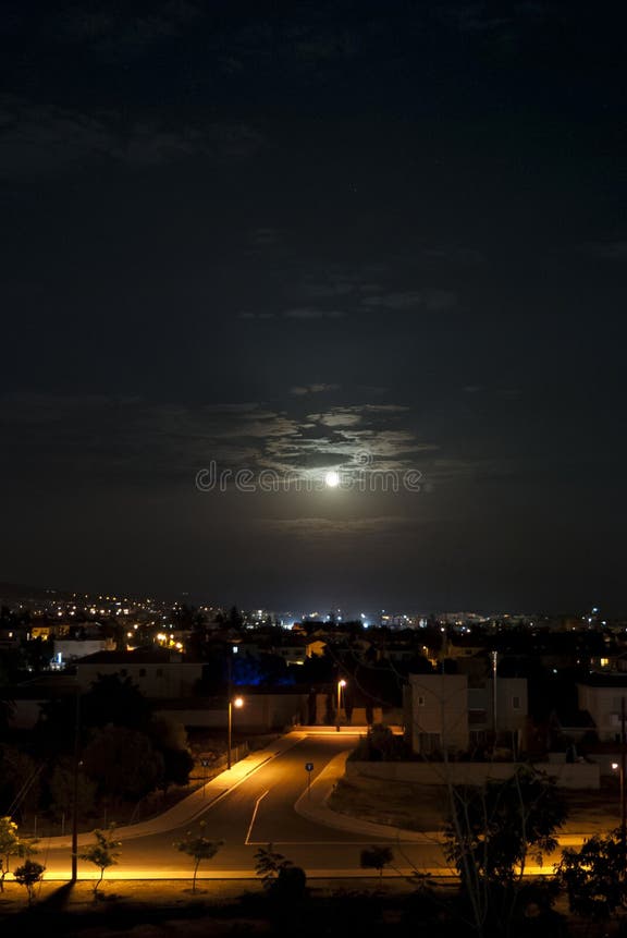 Full moon over the city stock photo. Image of impressive - 28292048