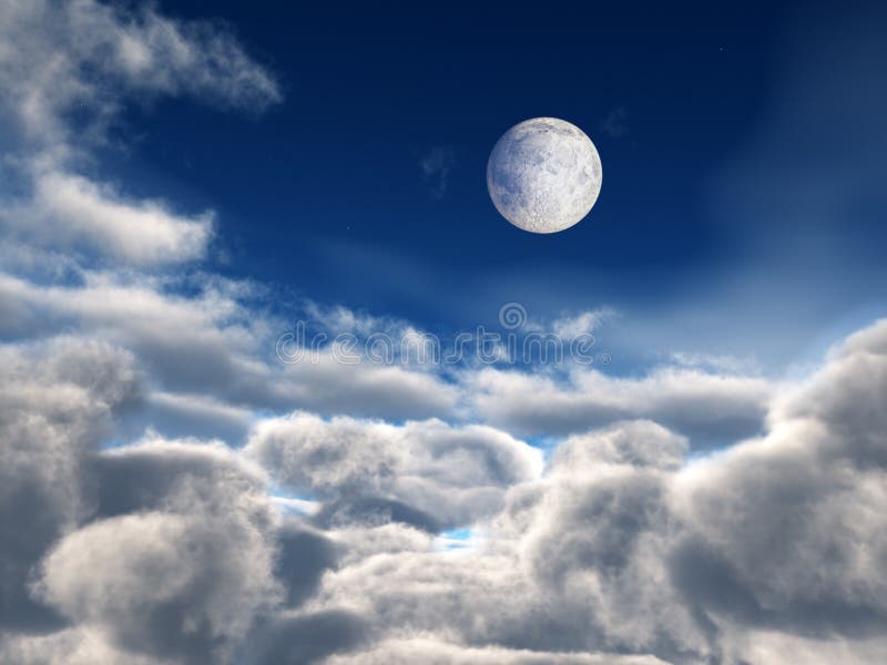 A Full Moon Over Clouds
