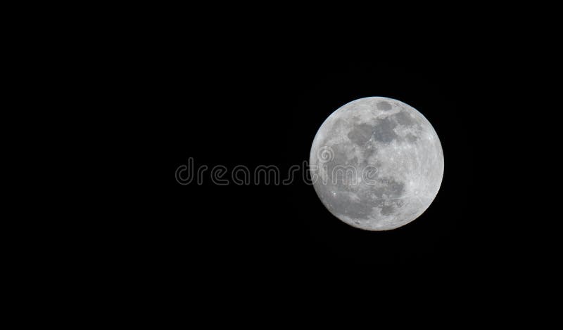 Full Moon Over Dark Black Sky at Night. Selective Focus Stock Image ...
