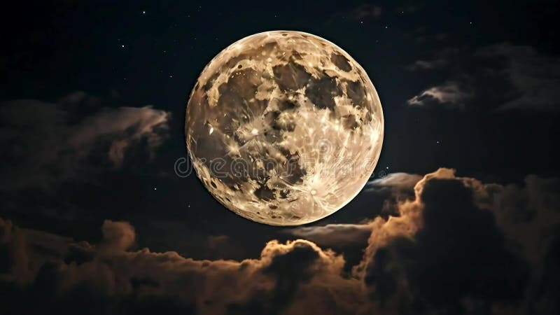 Full Moon Over Dark Clouds and Starry Night Sky Stock Video - Video of ...