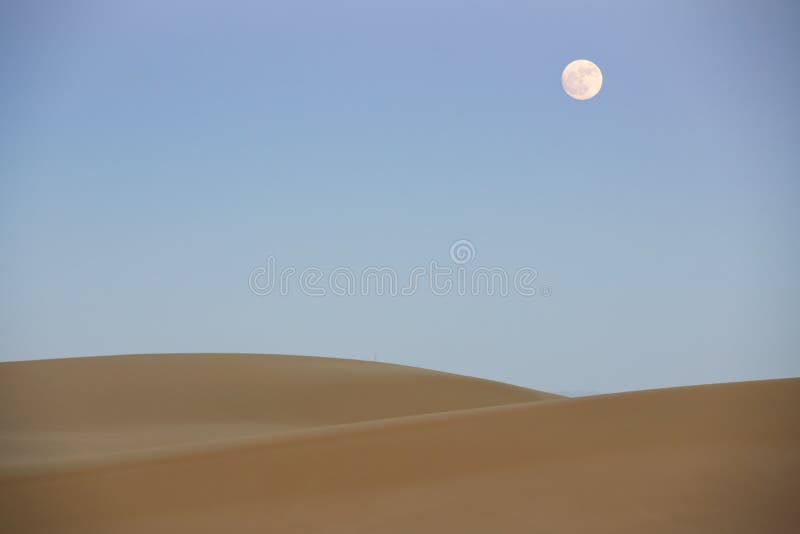 Full Moon Over Deseert Landscape Stock Image - Image of text, nature ...
