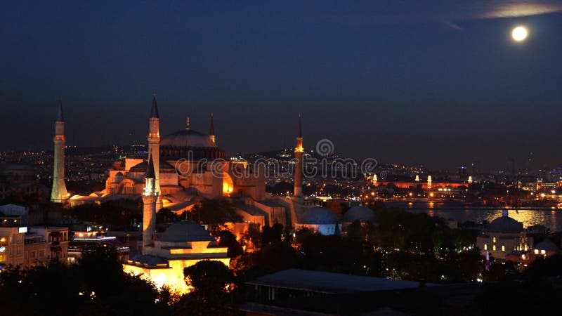 Full Moon over Istanbul stock photo. Image of ancient - 34069242