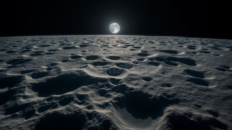 Full Moon Over Lunar Surface with Craters in Night Sky Stock Image ...