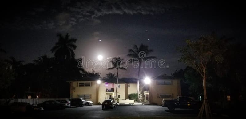 Full moon over Miami stock image. Image of miami, house - 206526577