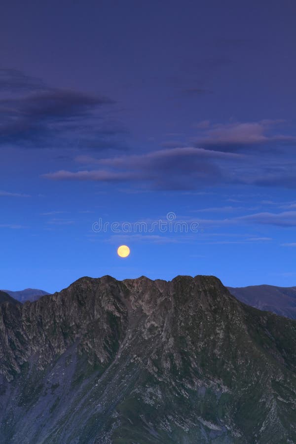 Full Moon Over the Mountains Stock Photo - Image of fagaras, romania ...