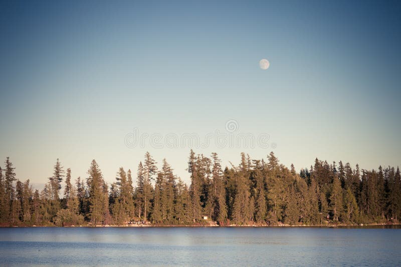 Full Moon Over Mountain Lake Stock Image - Image of alps, pond: 63491643